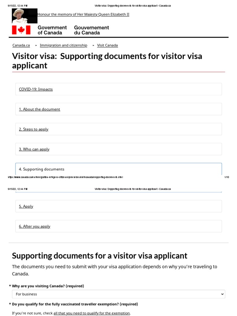 Visitor Visa - Supporting Documents For Visitor Visa Applicant - Canada ...