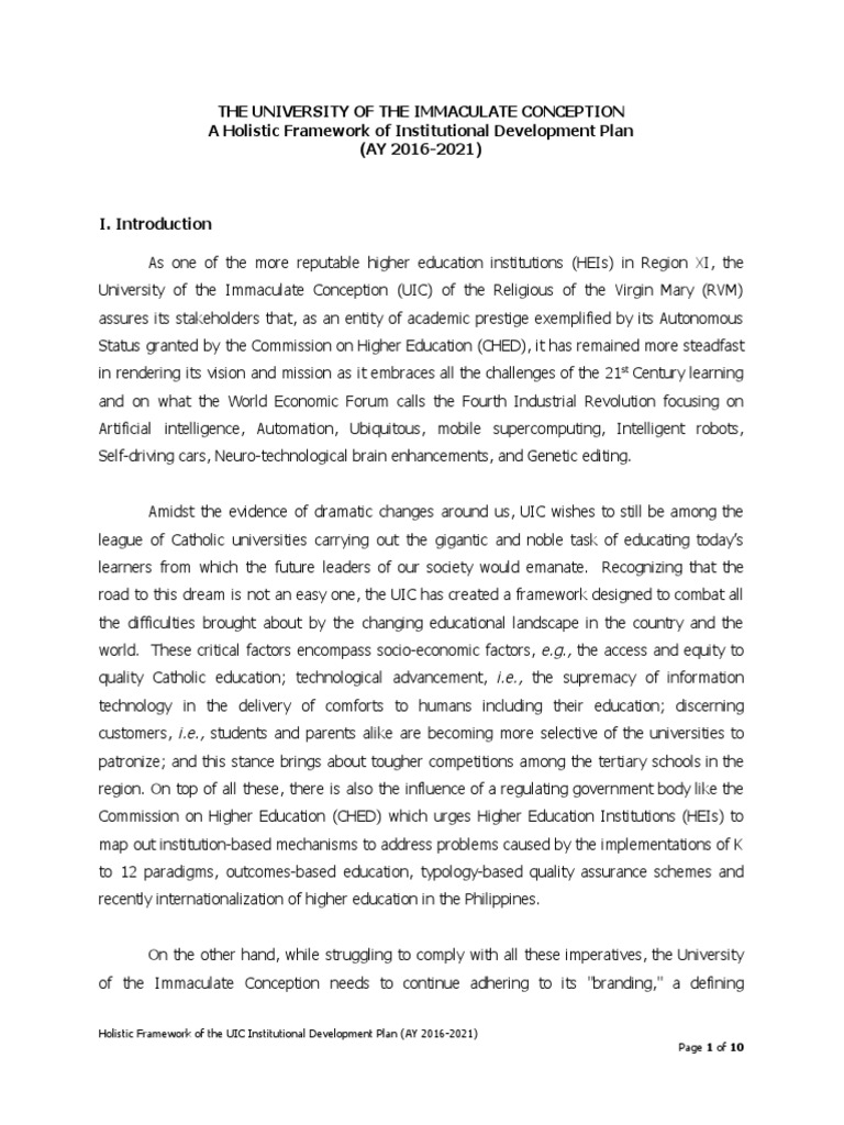 A Holistic Framework of The UIC Development Plan 2016-2021 | PDF ...