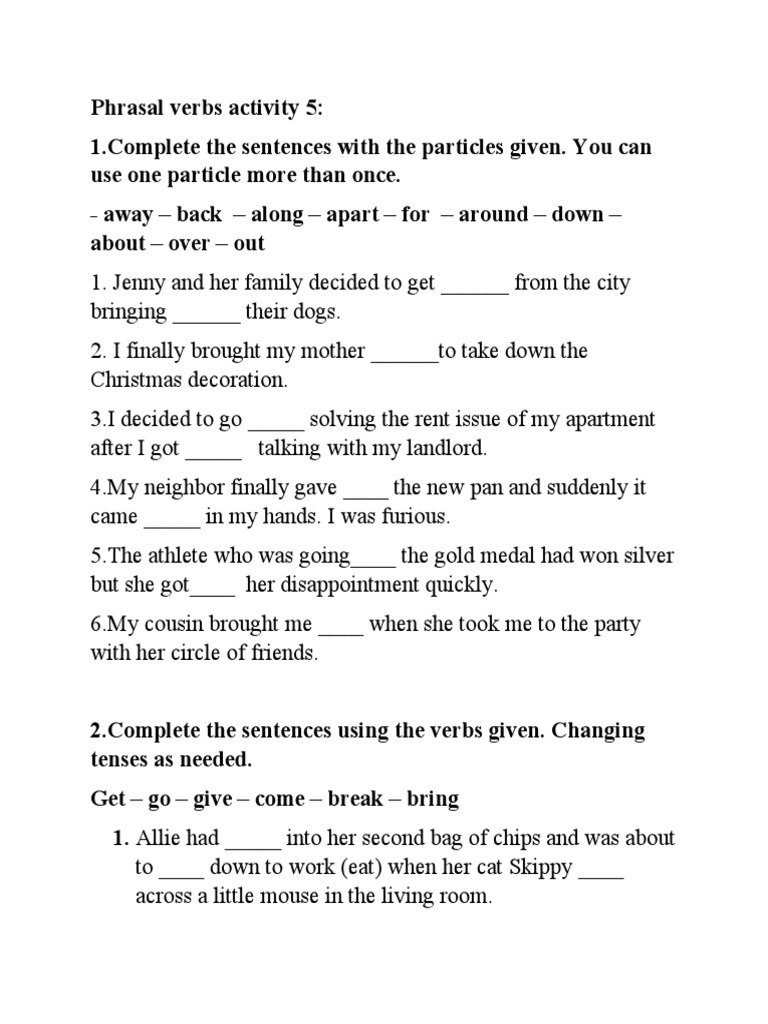 Phrasal Verbs Activity 5 | PDF