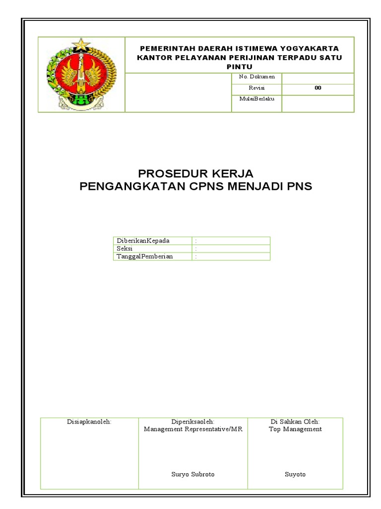 PROSEDUR KERJA Pengangkatan CPNS | PDF