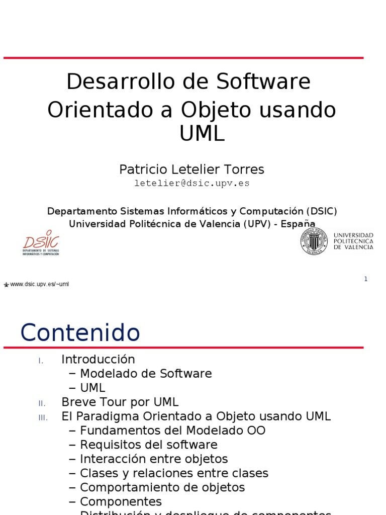 Desarrollo de Software Orientado A Objeto Usando UML: Patricio Letelier Torres | PDF | Lenguaje ...
