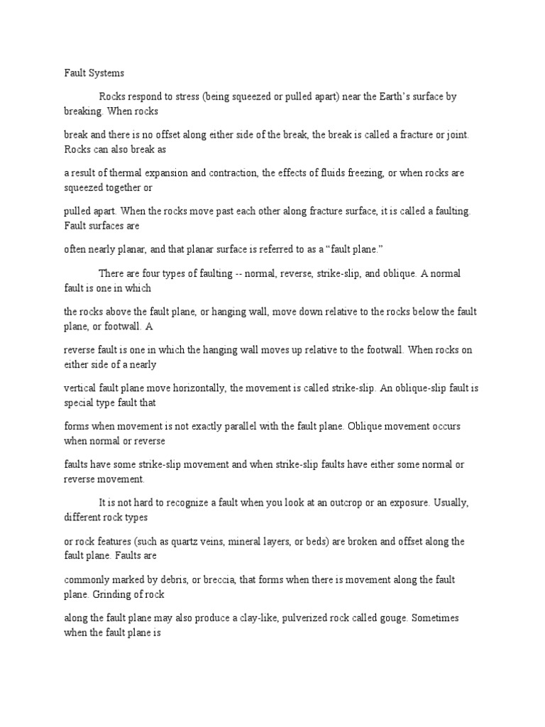 An Overview of Fault Systems: Types of Faulting and Identifying ...