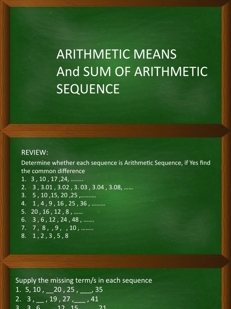 Arithmetic Means and Sum of Arithmetic Sequences | PDF | Elementary Mathematics | Number Theory