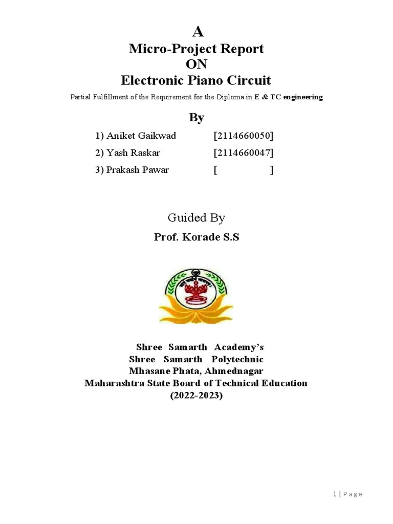 Aniket Gaikwad Dte Micro Project | PDF | Electronic Circuits ...