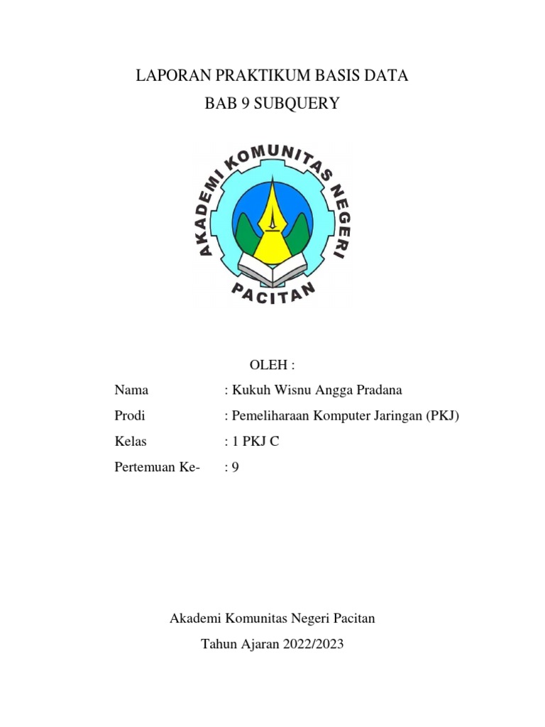 Laporan Praktikum Basis Data Bab 9 SubQuery | PDF