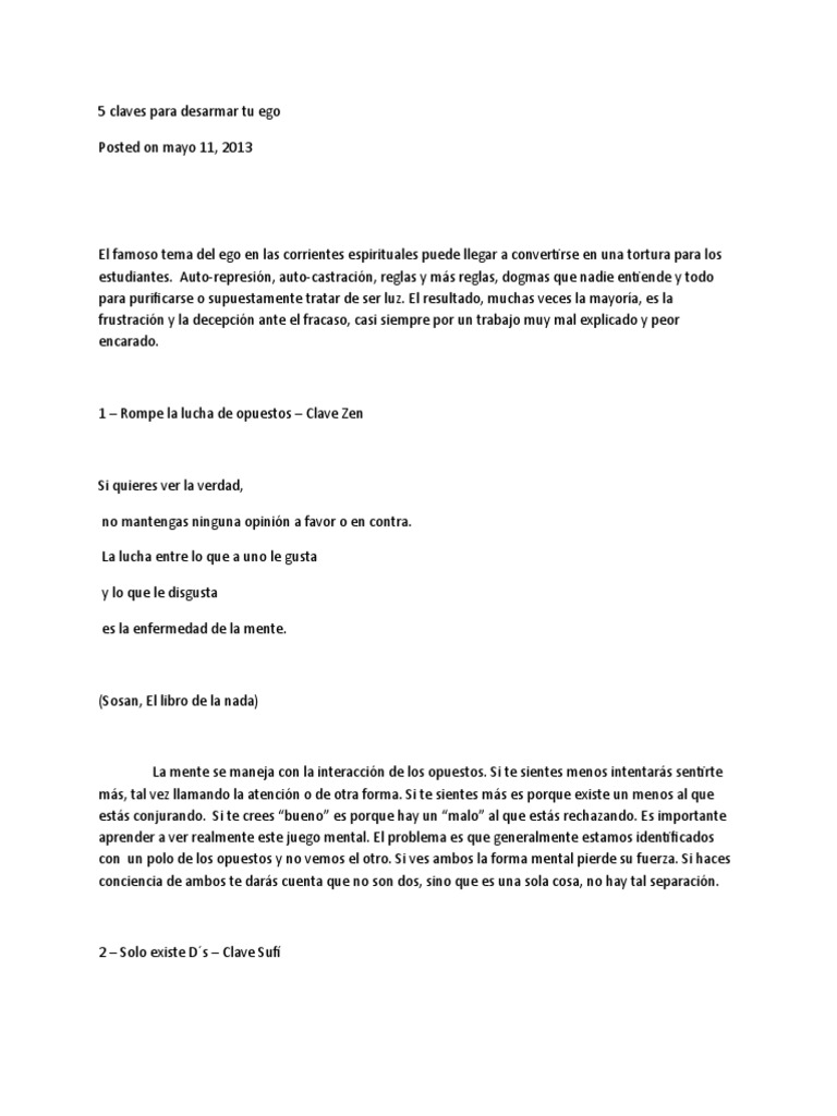 Claves para desarmar el ego | PDF | Amor | Yo