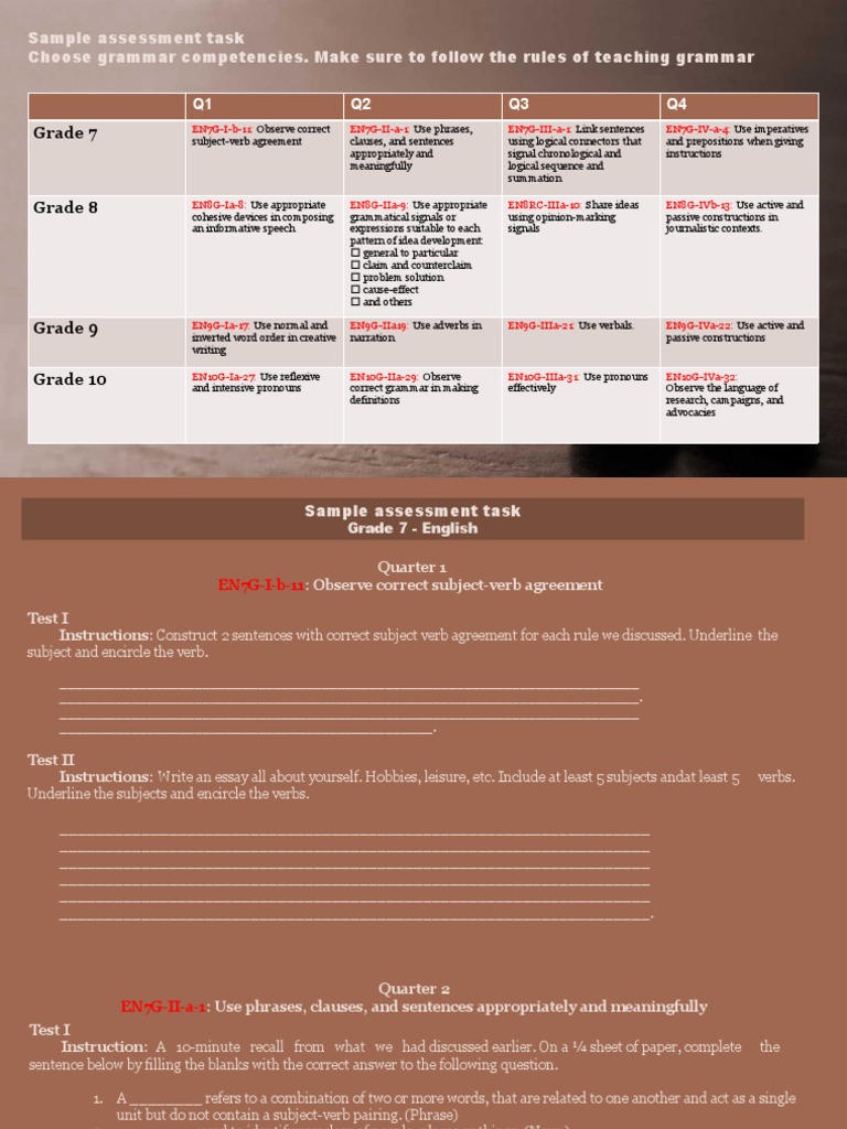 Sample Assessment Task | PDF | Clause | Linguistic Morphology