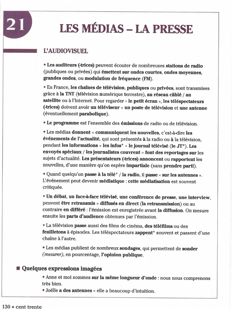 Les Médias - Vocabulaire Avancé | PDF