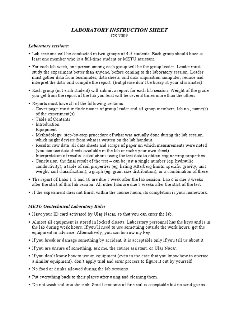 Laboratory Instruction Sheet | PDF | Laboratories | Vacuum Tube
