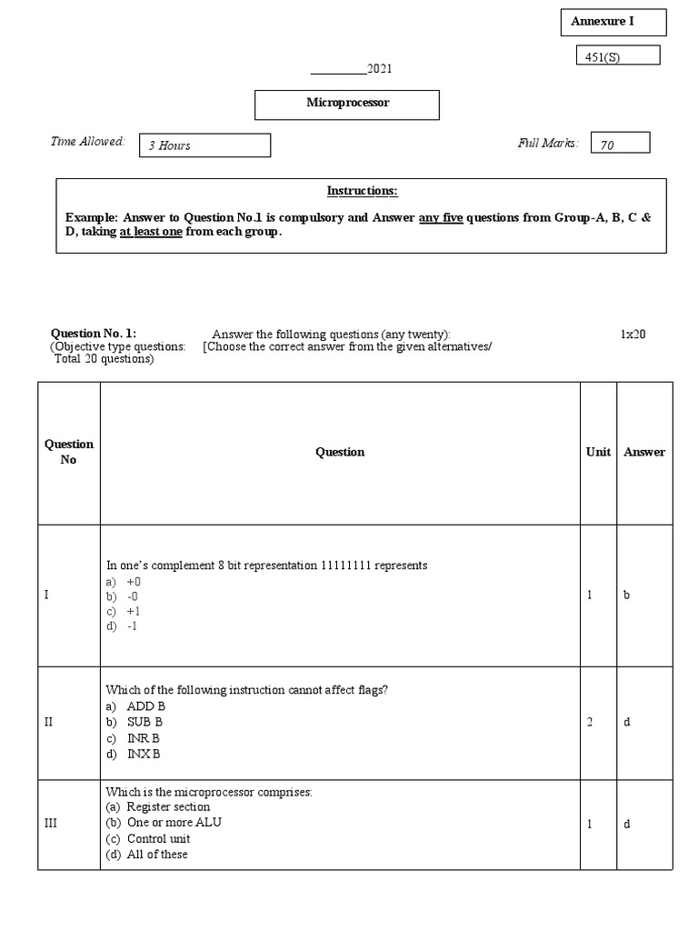 Microprocessor Model Question SET2 | PDF | Central Processing Unit ...