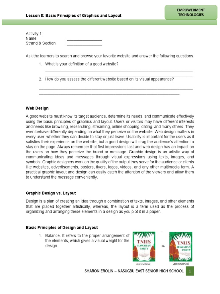Lesson 6 Basic Principles of Graphics and Layout | PDF | Page Layout ...