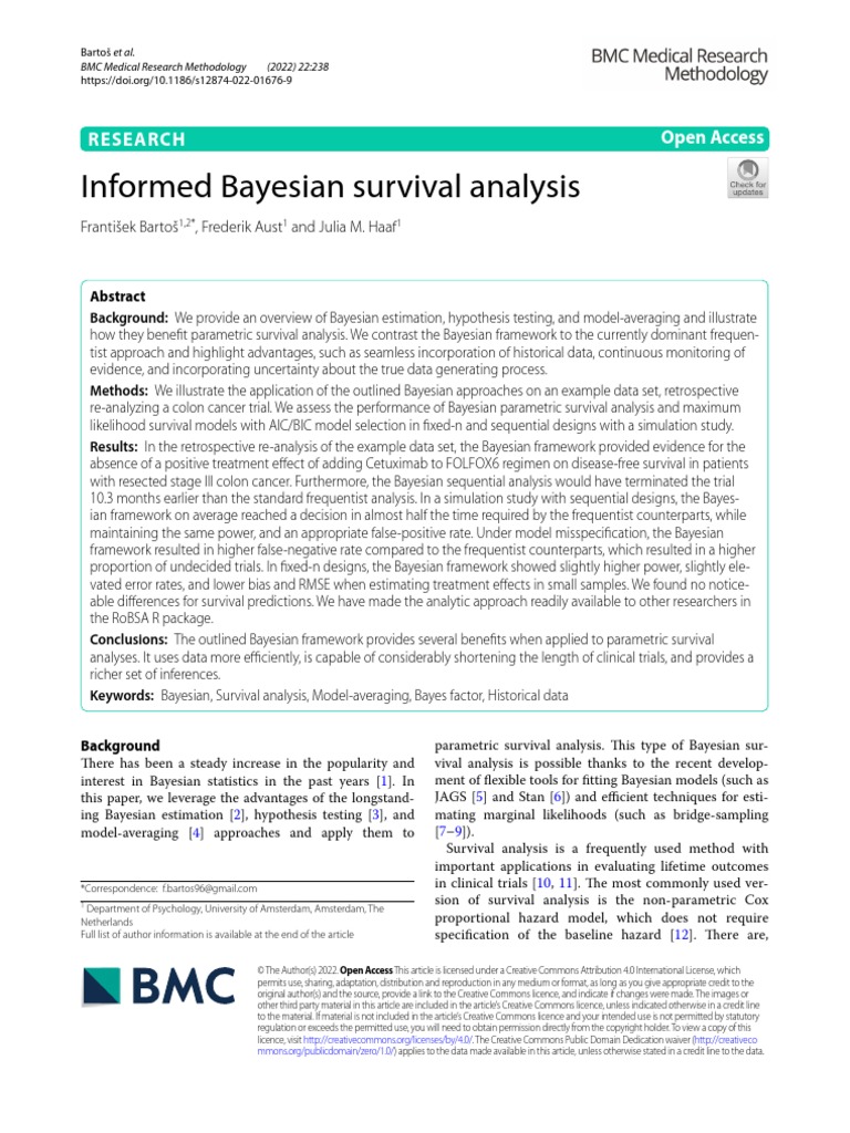 Informed Bayesian Survival Analysis | PDF | Bayesian Inference | P Value Informed Bayesian Survival Analysis | PDF | Bayesian Inference | P Value