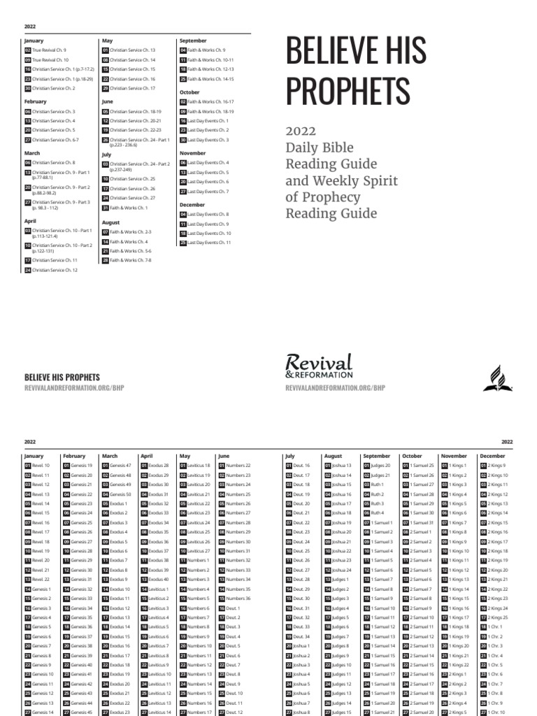 2022 Believe His Prophets Schedule | PDF | Book Of Numbers | Book Of Judges