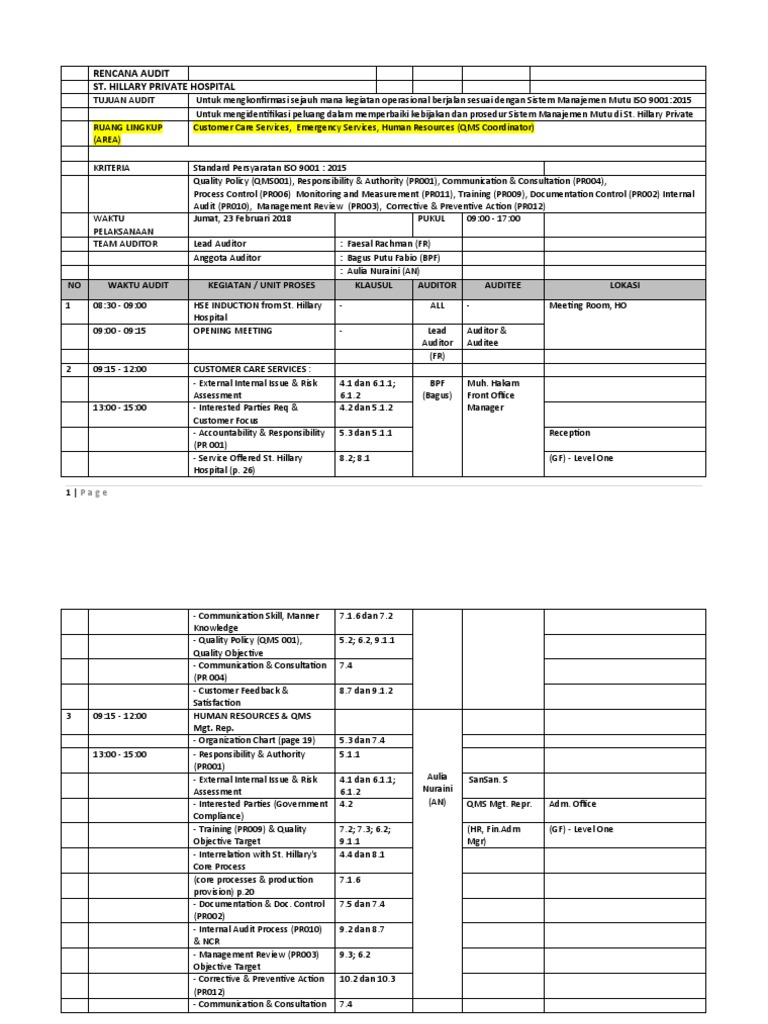 Audit Plan PT FBA 2018 | PDF
