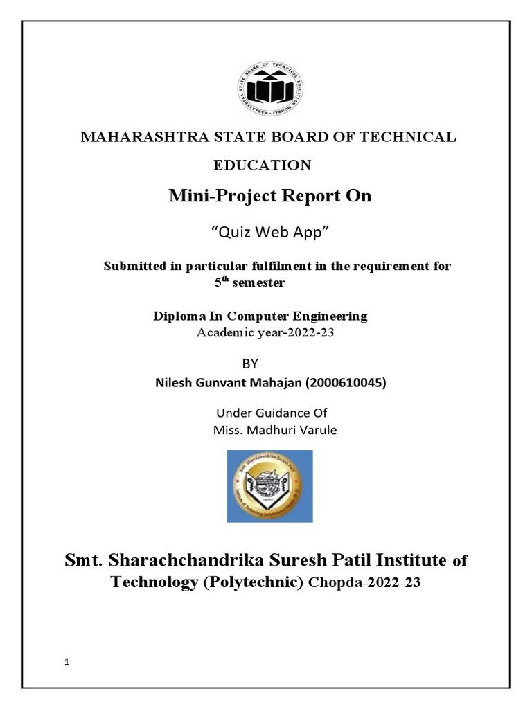Quiz App Javascript Report Css Mini Project 1 Pdf Java Script 3887