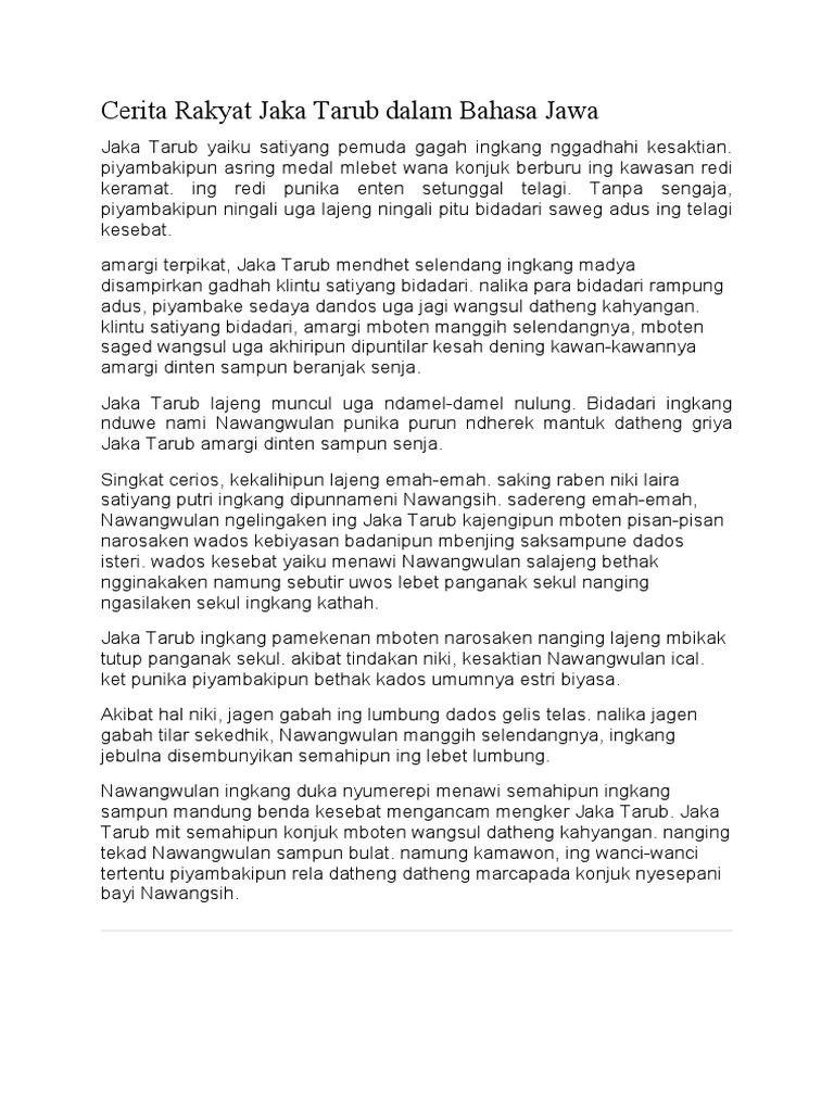 Jaka Tarub | PDF | Fiksi Misteri, Thriller, & Kejahatan