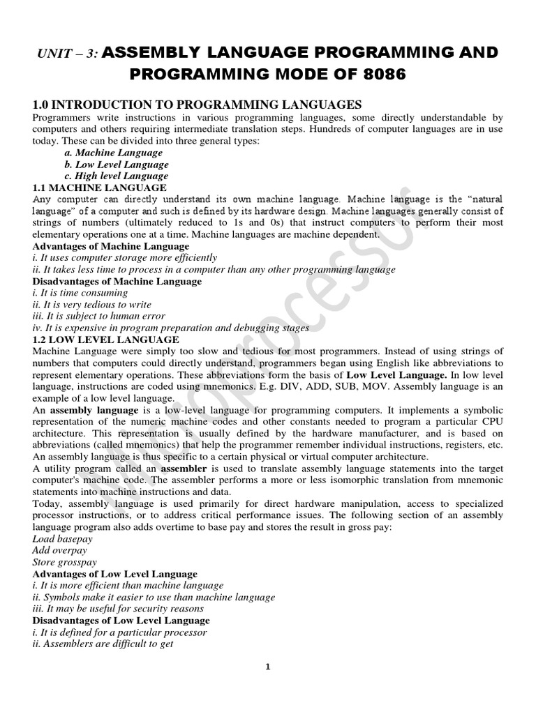 Unit III - PDF MICROPROCESER | PDF | Binary Coded Decimal | Assembly Language