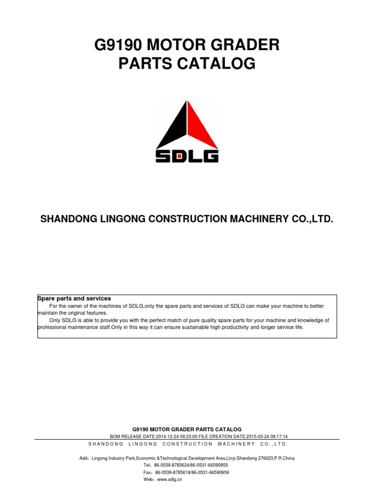 G9190 Motor Grader Parts Catalog | PDF | Technology & Engineering