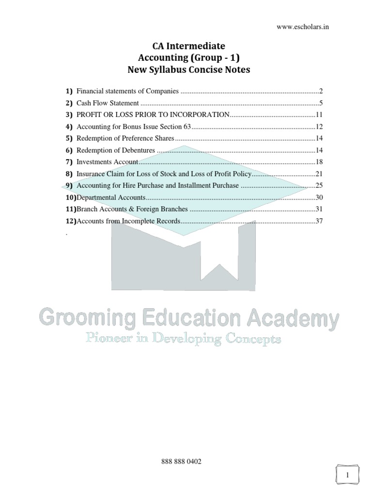 Accounts Concise Notes | PDF | Dividend | Depreciation