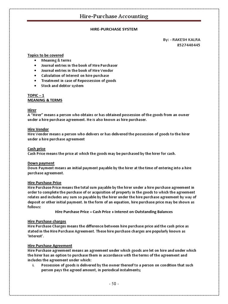 4.hire Purchase System | Download Free PDF | Depreciation | Interest