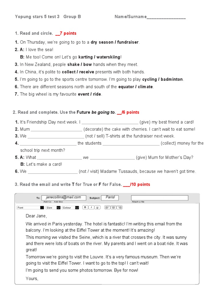 Young Stars 5 Test 3 Group B | PDF