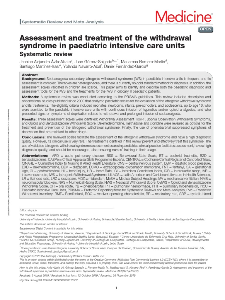 Assessment and Treatment of The Withdrawal | PDF | Systematic Review ...