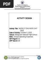 Activity Design On School Reading Program | PDF | Teachers | Literacy