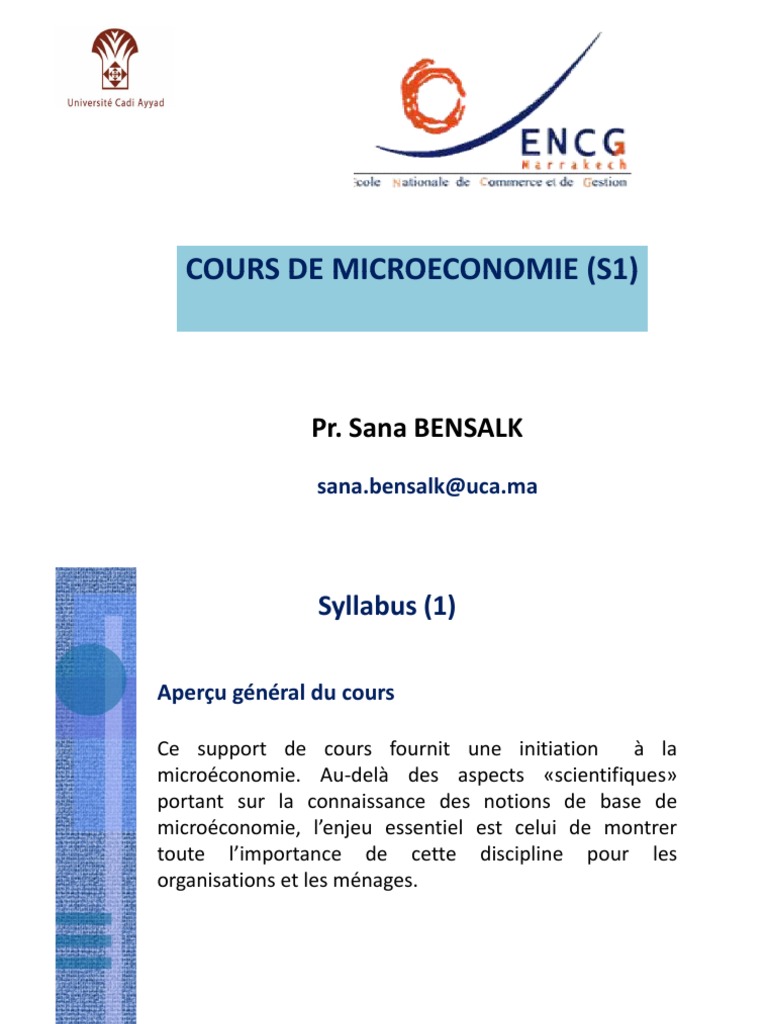 Cours Micro Economie S1 | PDF | Offre et demande | Utilité (économie)