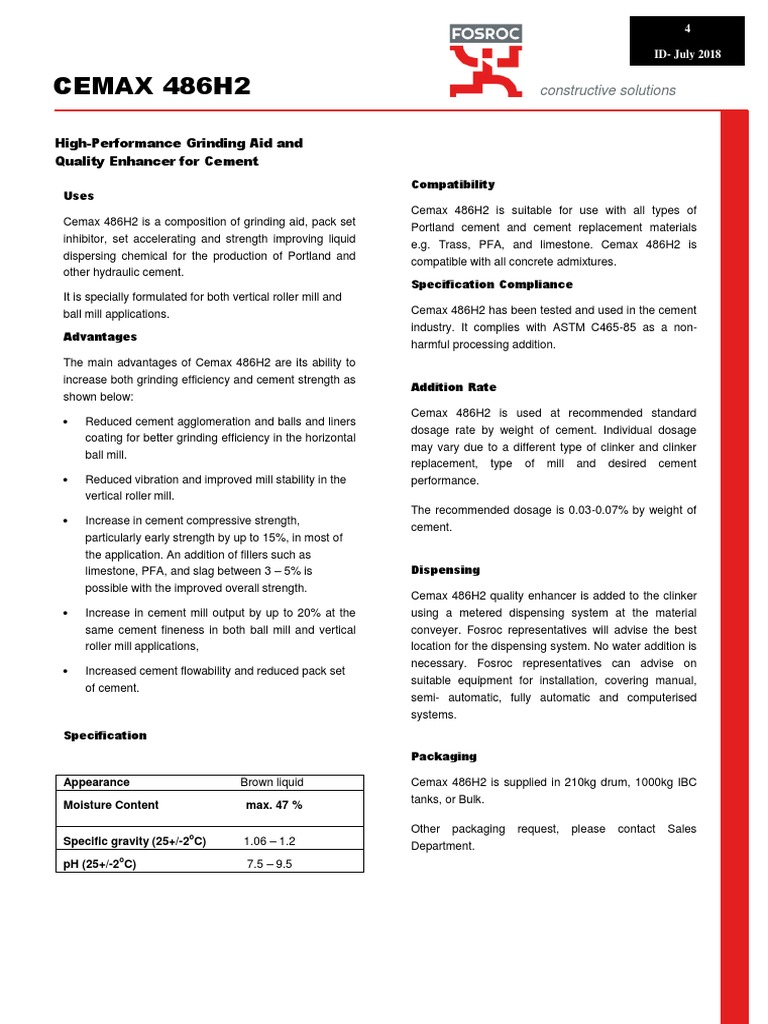 Cemax 486H2 | PDF | Cement | Concrete