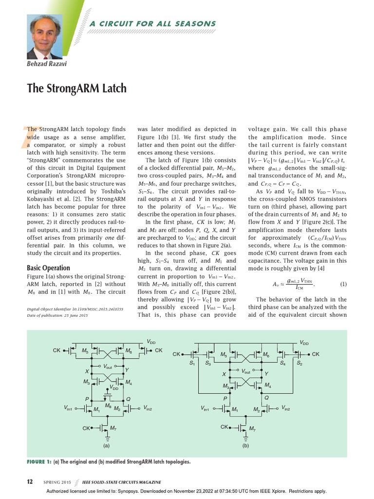 The StrongARM Latch A Circuit For All Seasons | PDF | Amplifier ...