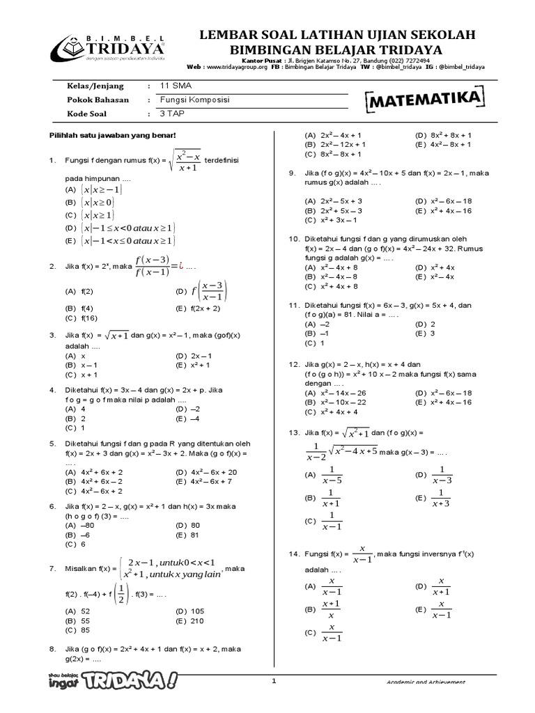 TAP MAT 2017-2018 - 3tap - Fungsi Komposisi - WAJIB | PDF