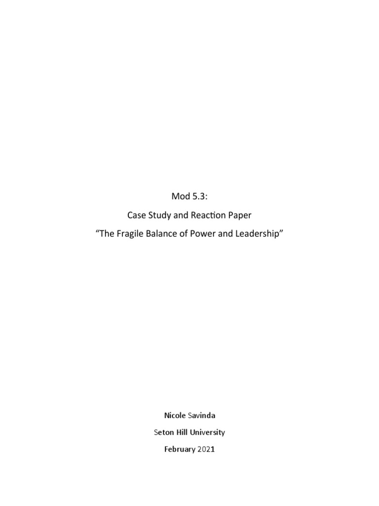 Power vs Leadership: A Case Study | PDF | Power (Social And Political ...