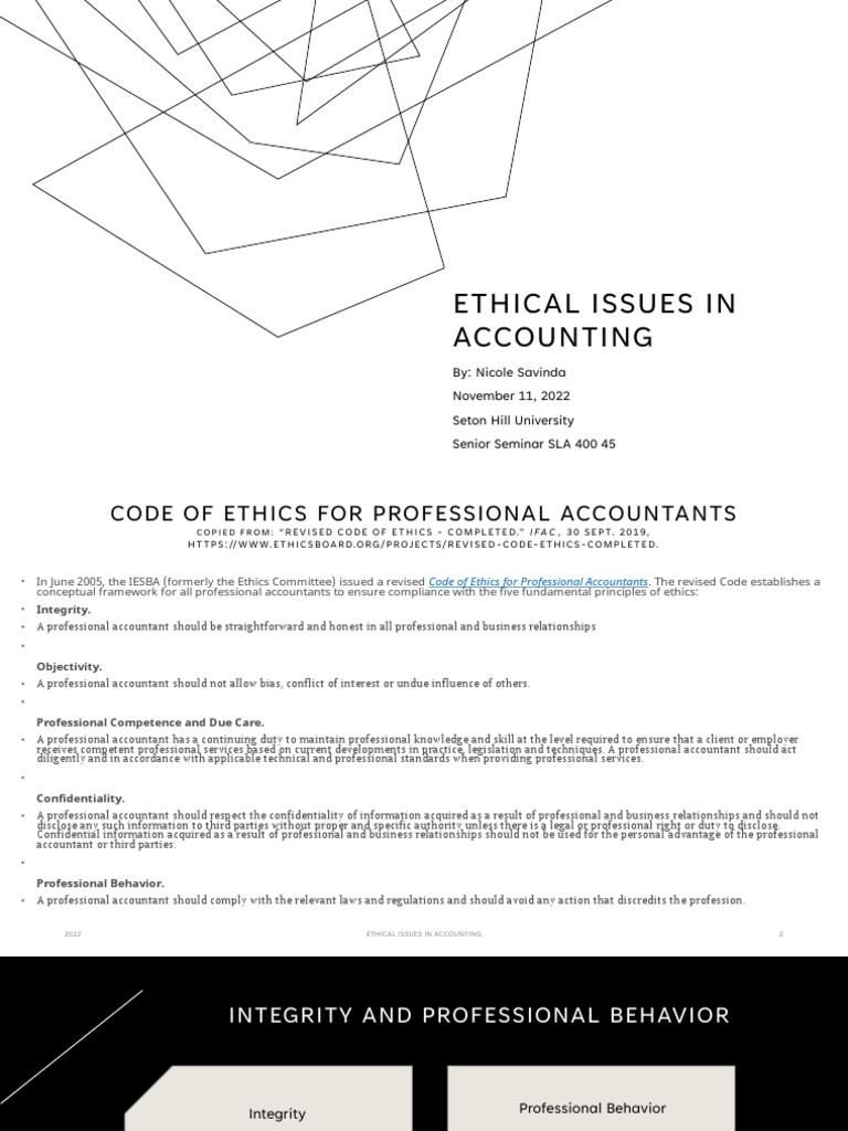 Ethical Issues in Accounting | PDF | Integrity | Accounting