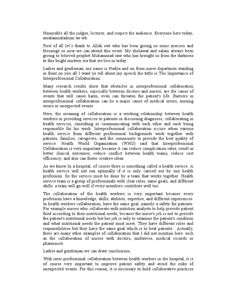 Teks Speech | Download Free PDF | Nursing | Health Professional