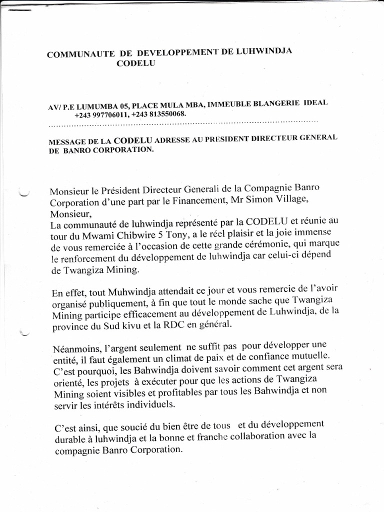Développement durable à Luhwindja | PDF