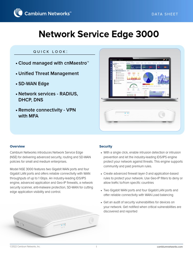 Cambium Networks Data Sheet Network Service Edge | PDF | Computer ...