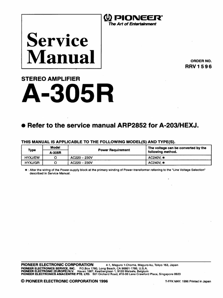 Pioneer A-305r SM | PDF