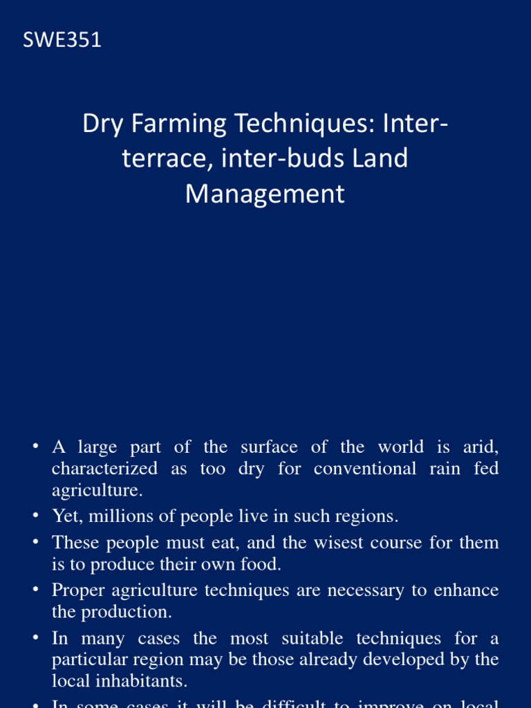 Dry Farming Techniques for Arid Soils | PDF | Crop Rotation | Soil