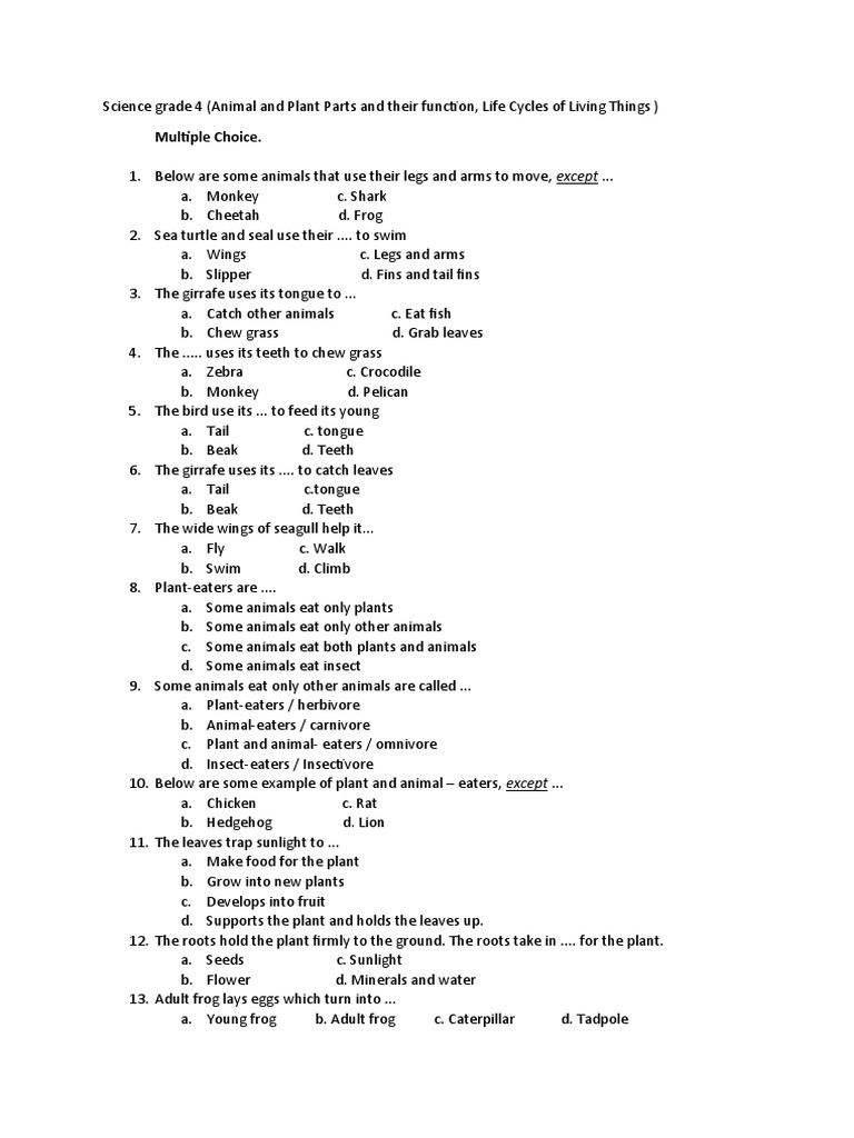 Science Grade 4 Plant and Animal | PDF