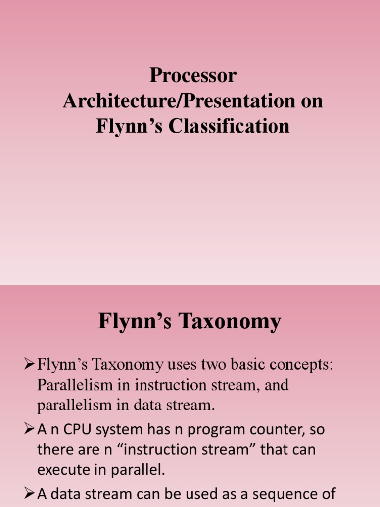 Processor Architecturepresentation On Flynn - S Classification | PDF