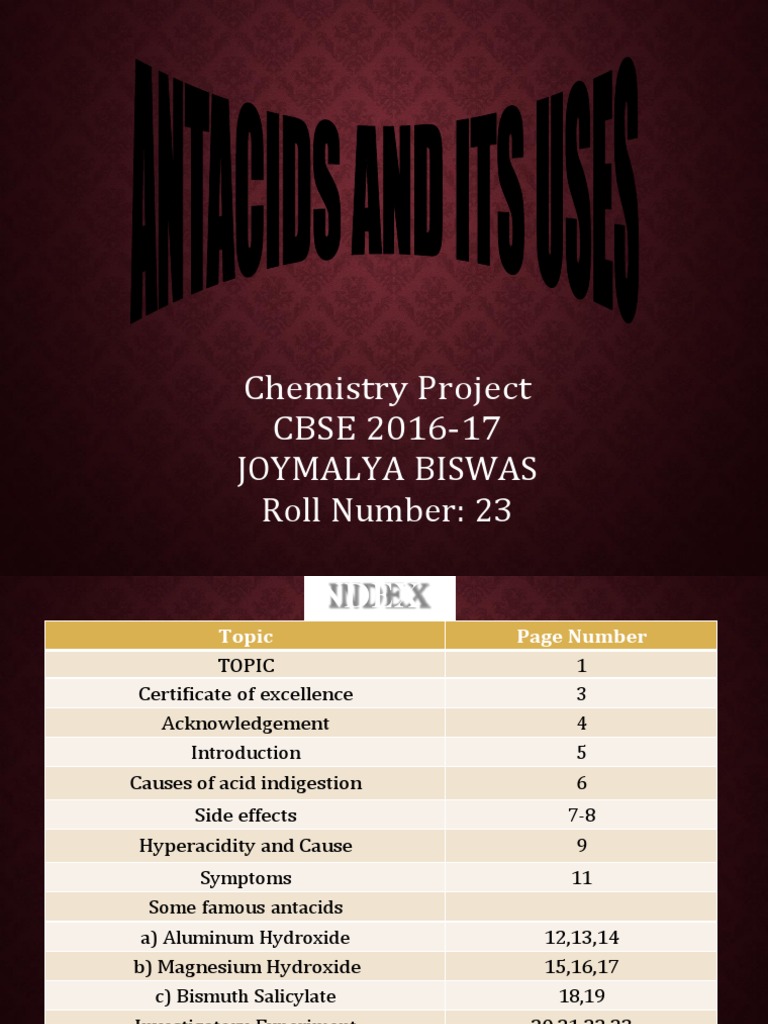 Dokumen - Tips Chemistry Investigatory Project Antacids | PDF ...