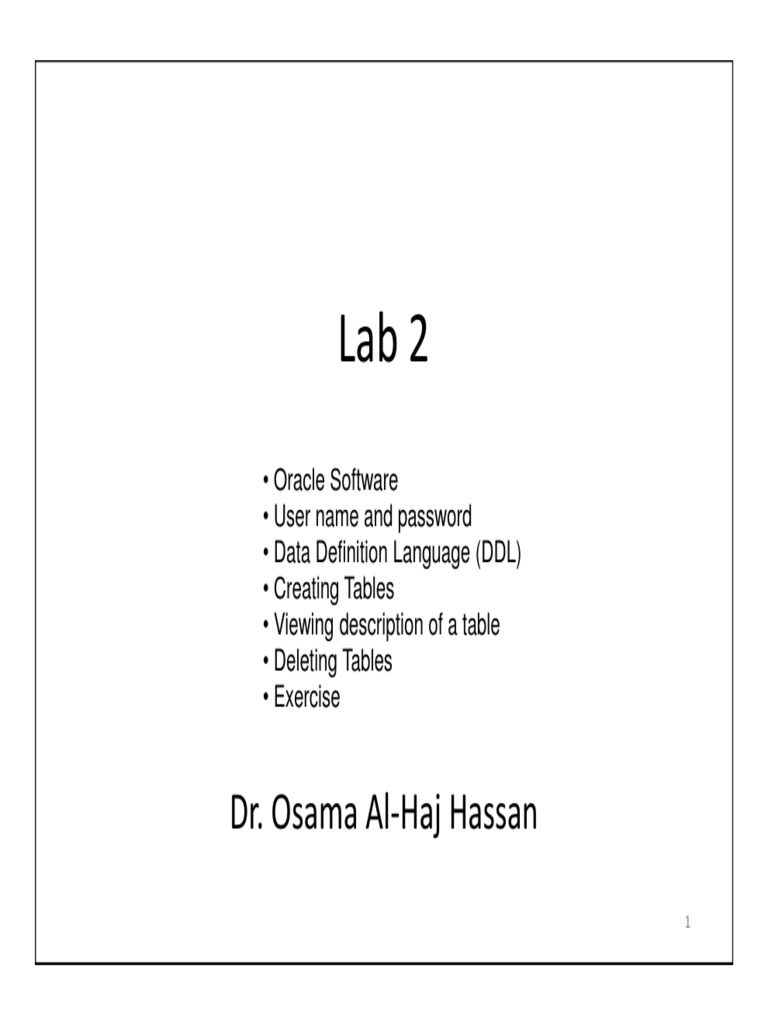 Dr Osama Lab 2 Creating And Deleting Tables Pdf Information Retrieval Software