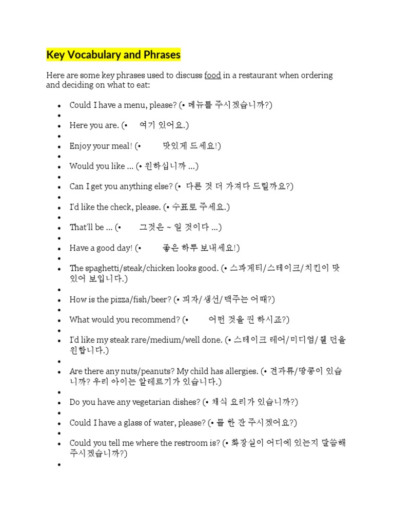 Essential Restaurant Vocabulary Guide | PDF | Waiting Staff | Restaurants