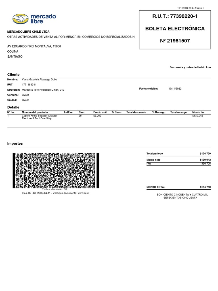 Boleta Electrónica de Compra | PDF