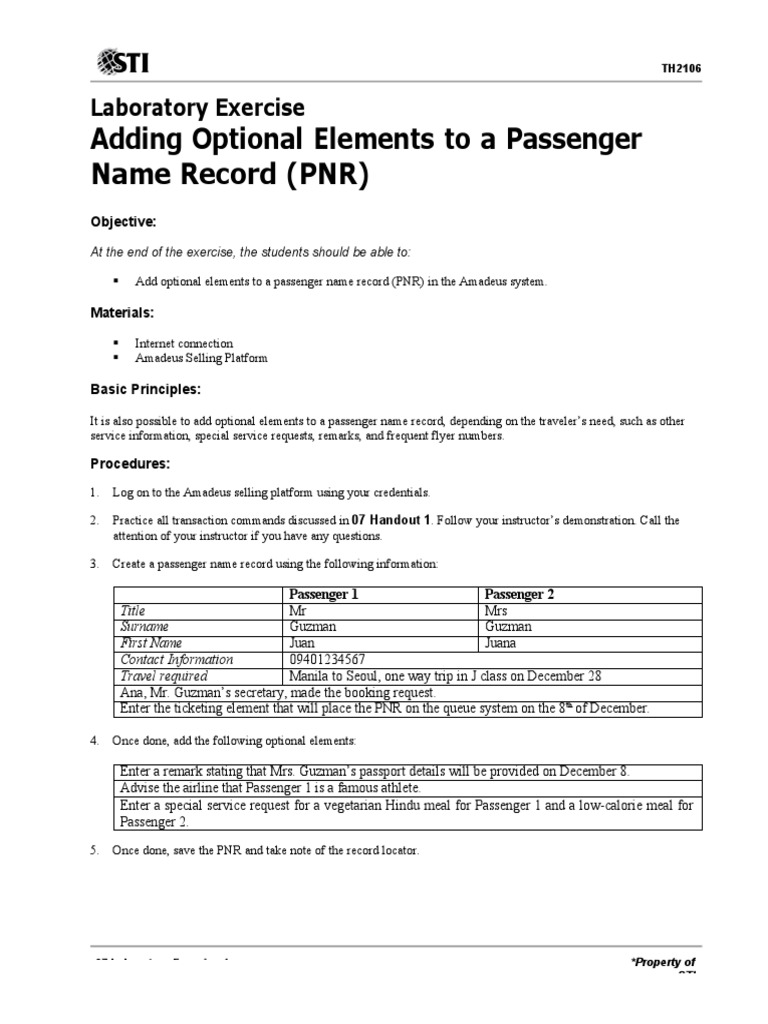 Add Optional Elements to PNR | PDF | Computing