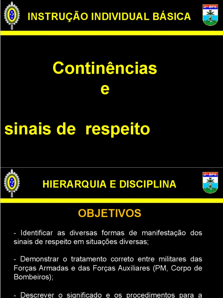 2 º Sinais de Continência e Respeito (Hierarquia e Disciplina) | PDF ...