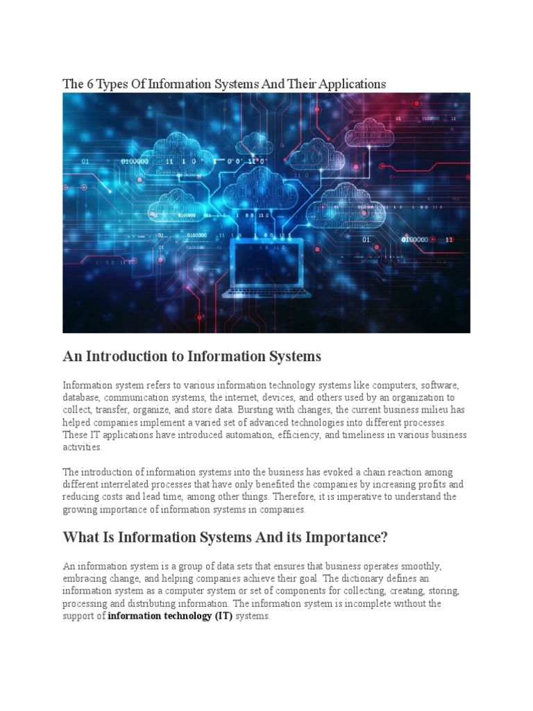 The 6 Types of Information Systems and Their Applications | Download Free PDF | Software ...