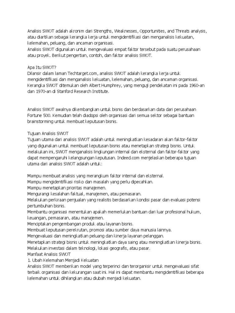 Analisis Swot Pdca 5w1h | PDF | Karier & Perkembangan | Bisnis