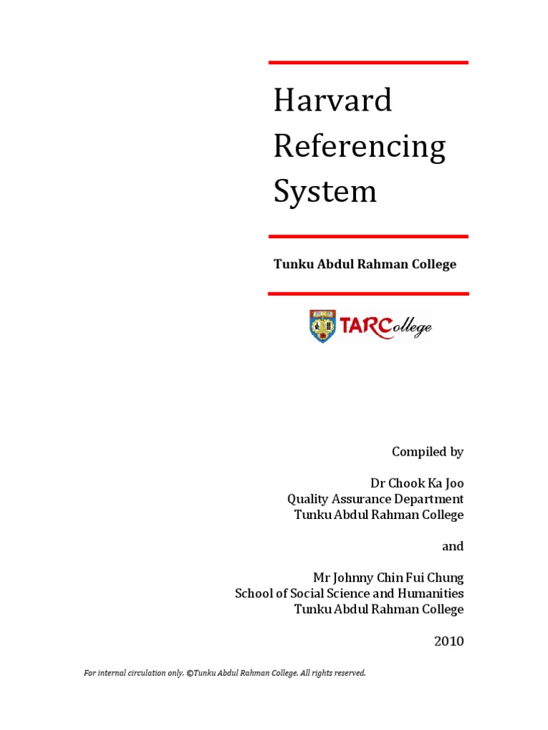 Harvard Referencing System (Dowloaded 8 Feb 2011) | PDF