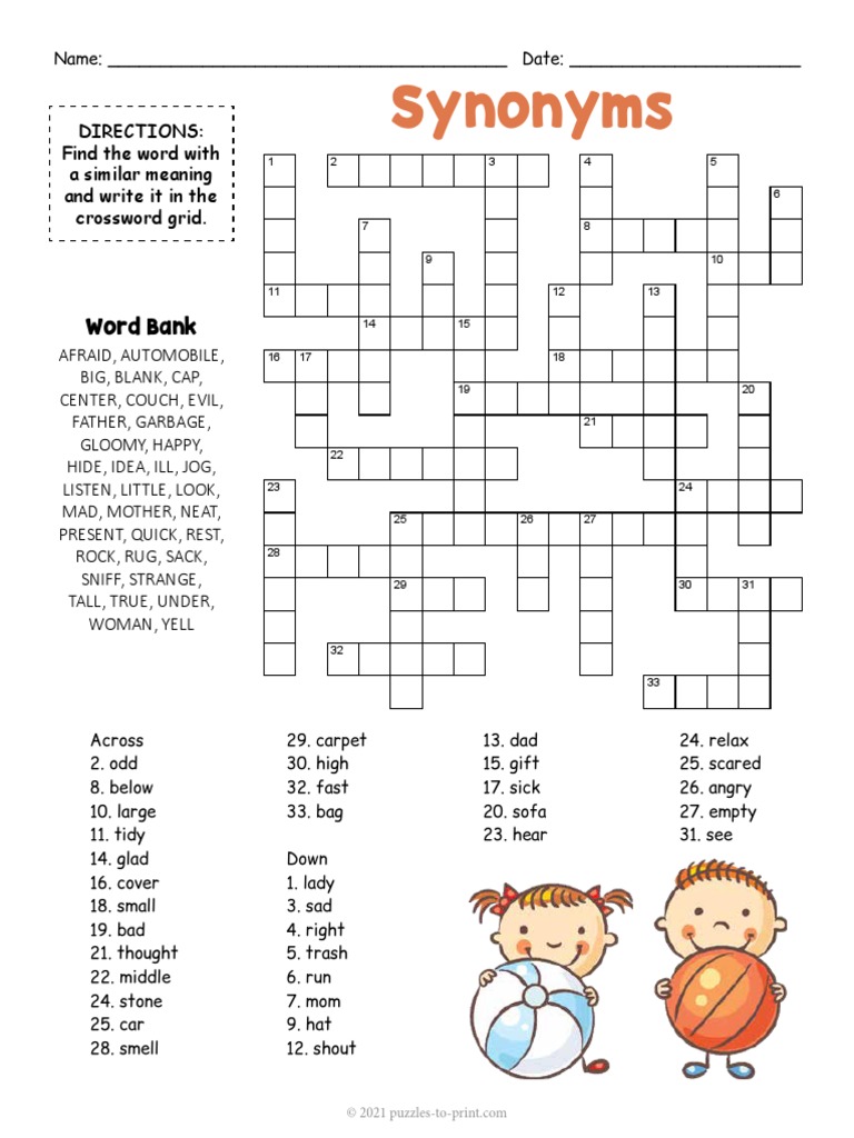 Synonyms Crossword | PDF